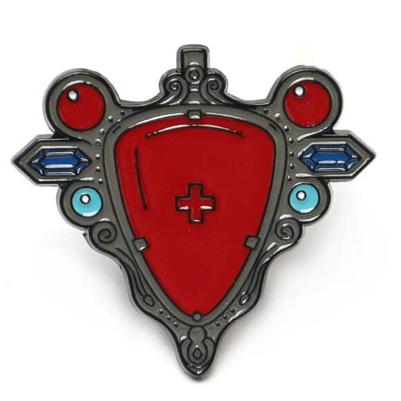 Jewelry | Red Shield Enamel Pin Fantasy Rpg Healing Badge Magic Crystal ...